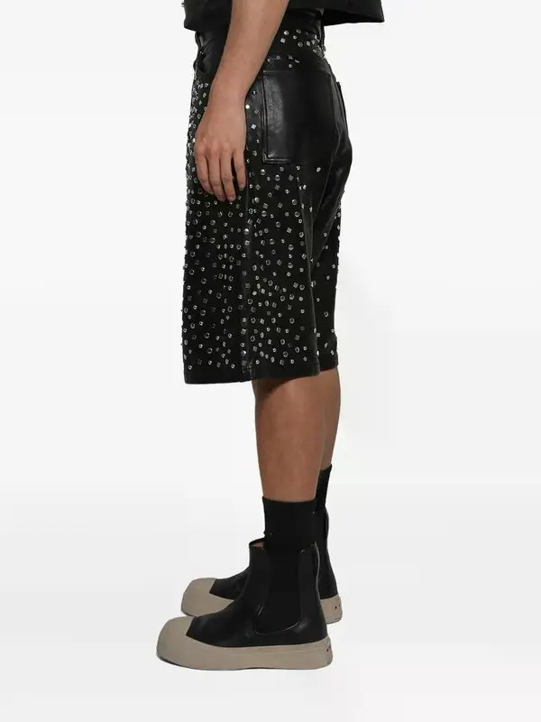EARTHLING VIP Stud-embellished Leather Shorts