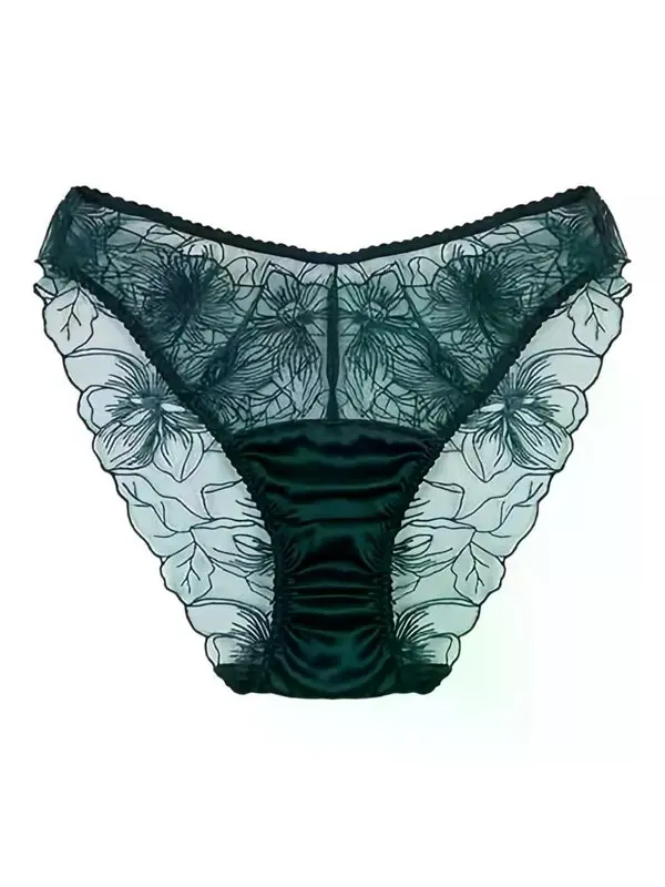 FLEUR OF ENGLAND Eva Floral-lace Briefs - Green