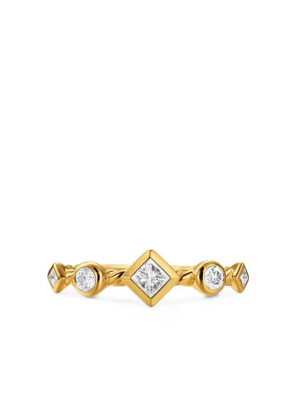David Yurman 18k Yellow Petite Modern Renaissance Diamond Ring - Gold