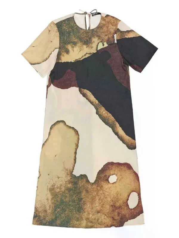 Bimba Y Lola Abstract-print Midi Dress - Neutrals