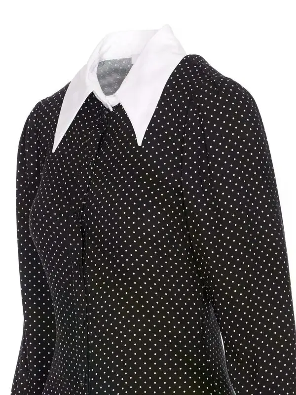 MAR DE MARGARITAS Polka-dot Collared Midi Dress