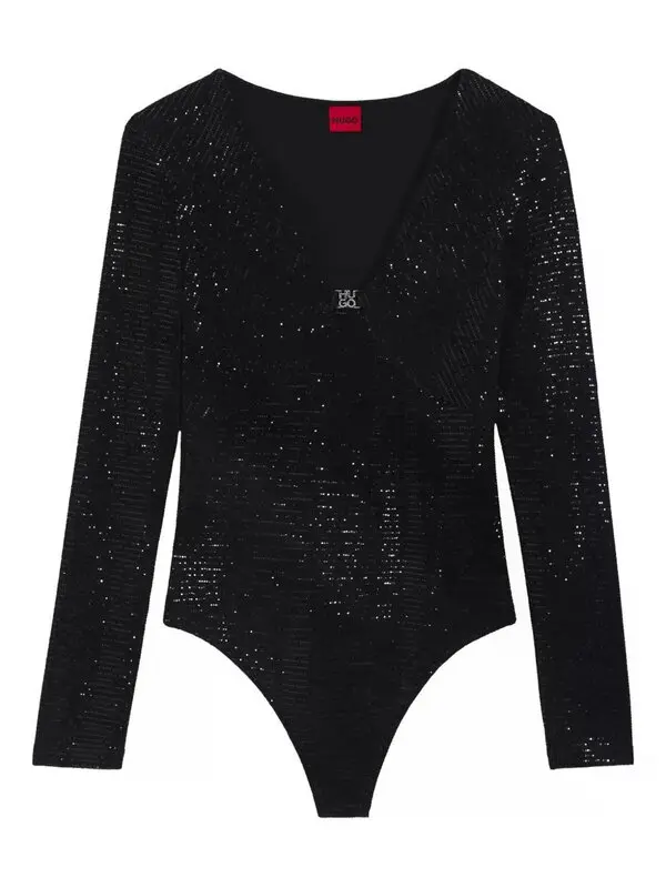 Hugo Sequin-embellished V-neck Bodysuit