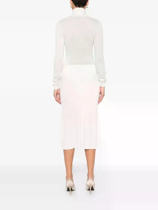 Elisabetta Franchi Turtleneck Ribbed Dress - White