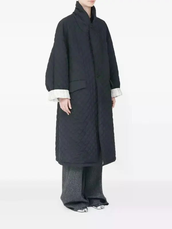 MAISON MARGIELA Quilted Single-breasted Coat - Black
