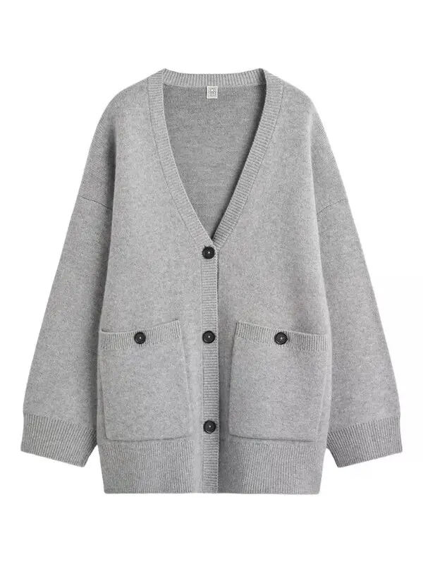 TotêMe Pocket V-Neck Cardigan Grey Editorialist