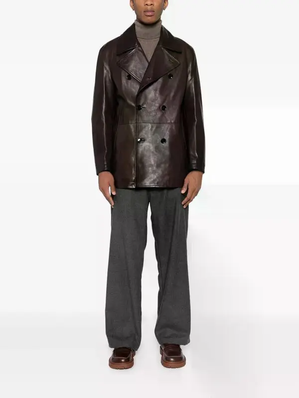 Brioni Double-breasted Leather Jacket