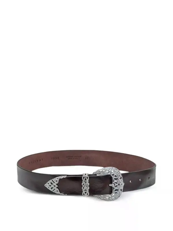ORTIGNI Crystal-embellished Buckle Belt - Brown