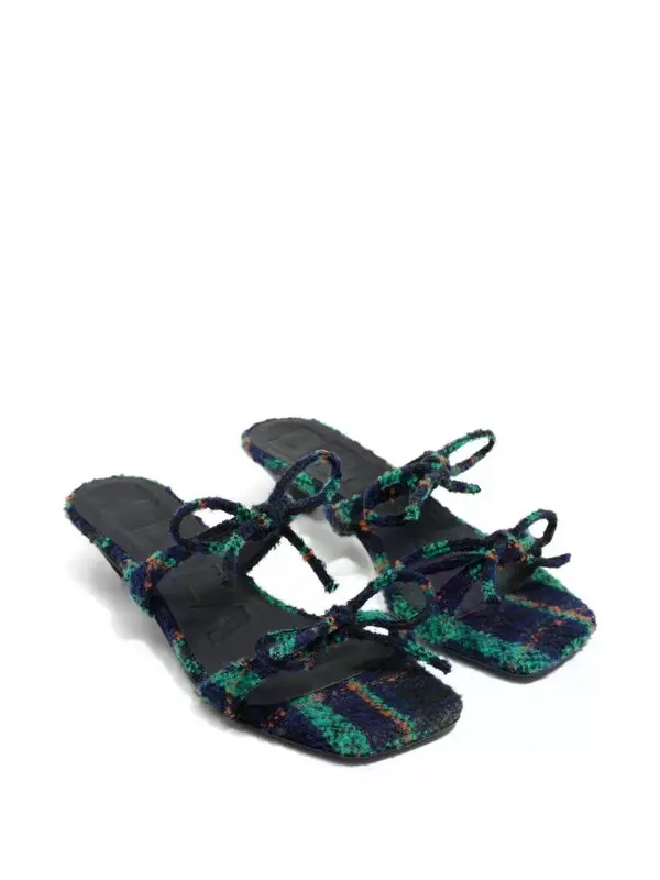 Bimba Y Lola Plaid Bow-tie Wedge Sandals