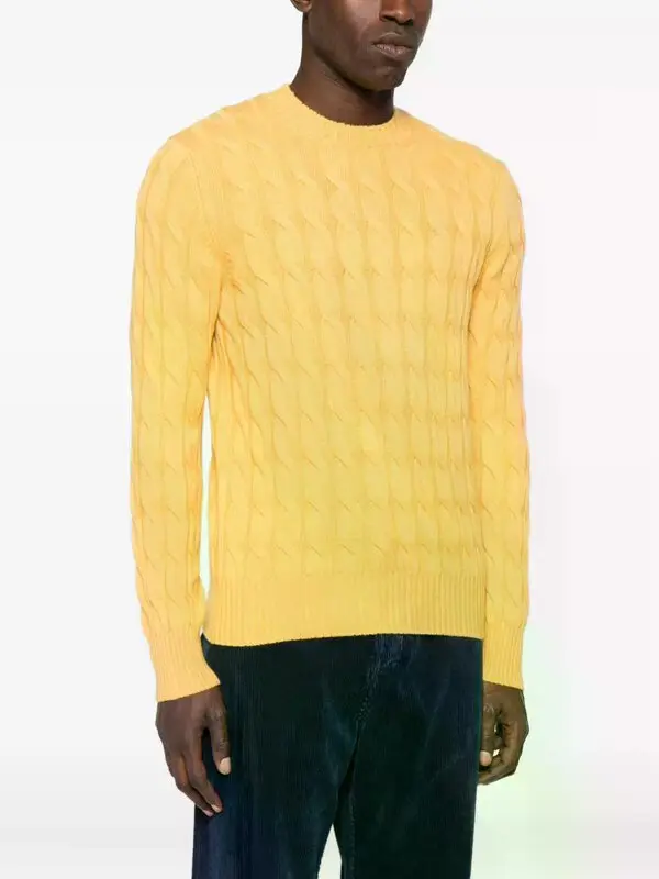 GRAN SASSO Cable-knit Crew-neck Sweater - Yellow