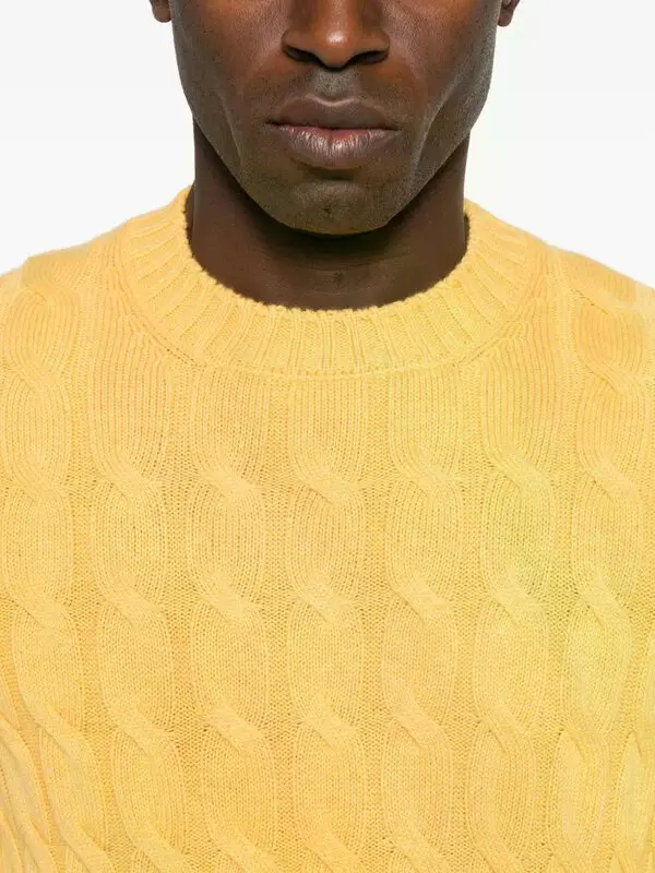 GRAN SASSO Cable-knit Crew-neck Sweater - Yellow
