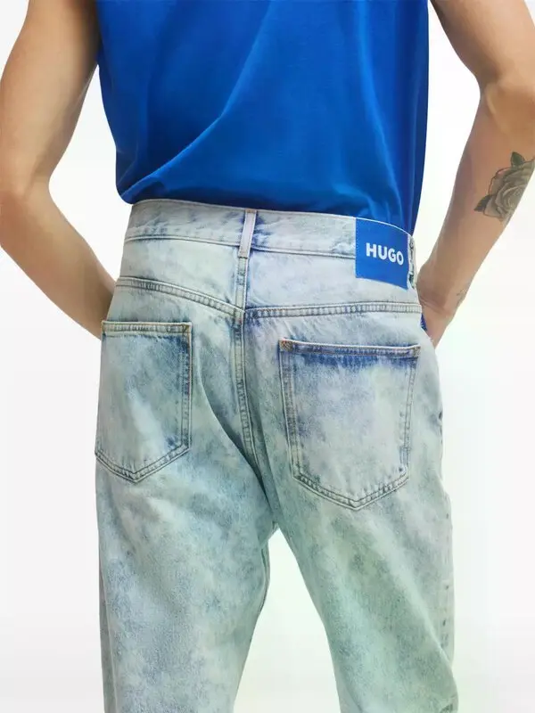 Hugo Acid-wash Straight-leg Jeans - Blue
