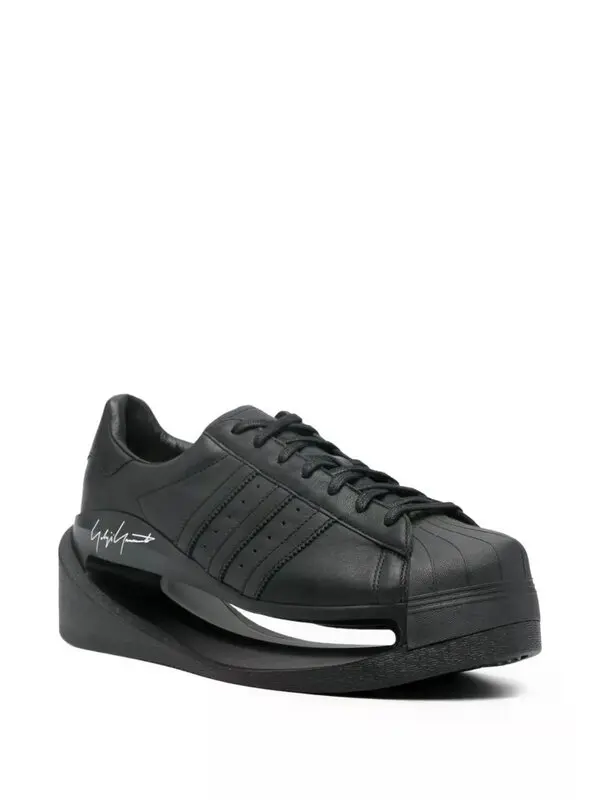 Y3 Platform Leather Trainers - Black
