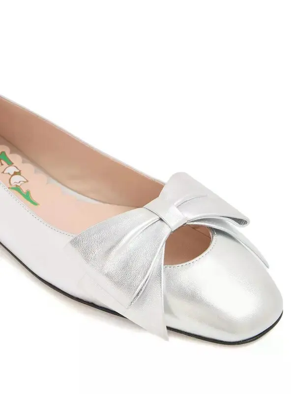 Valentino Garavani Bow-detailing Ballet Flats - Silver