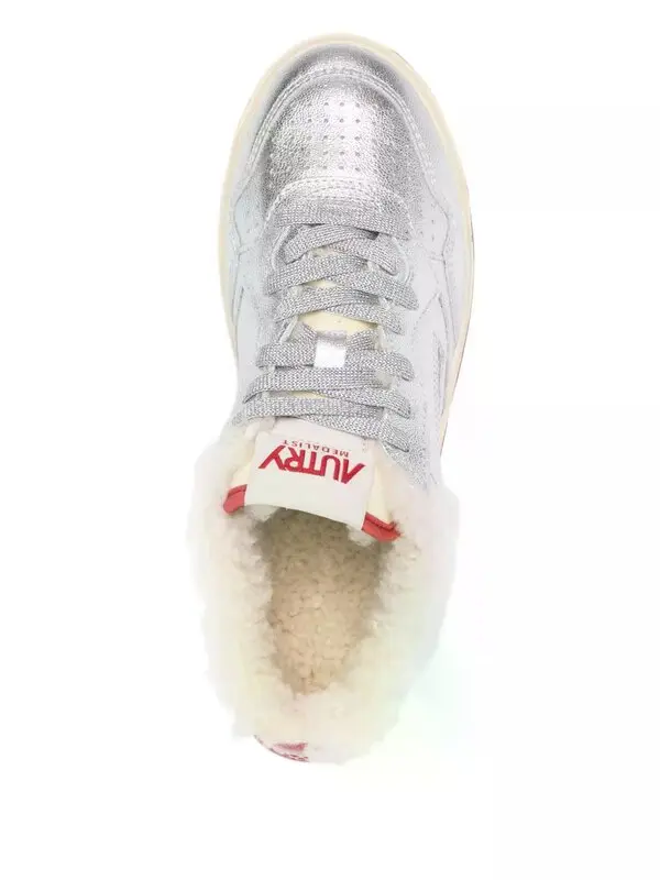AUTRY Medalist Shearling Sneakers - Silver