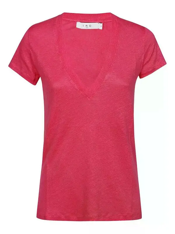 IRO PARIS V-neck Linen T-shirt - Pink