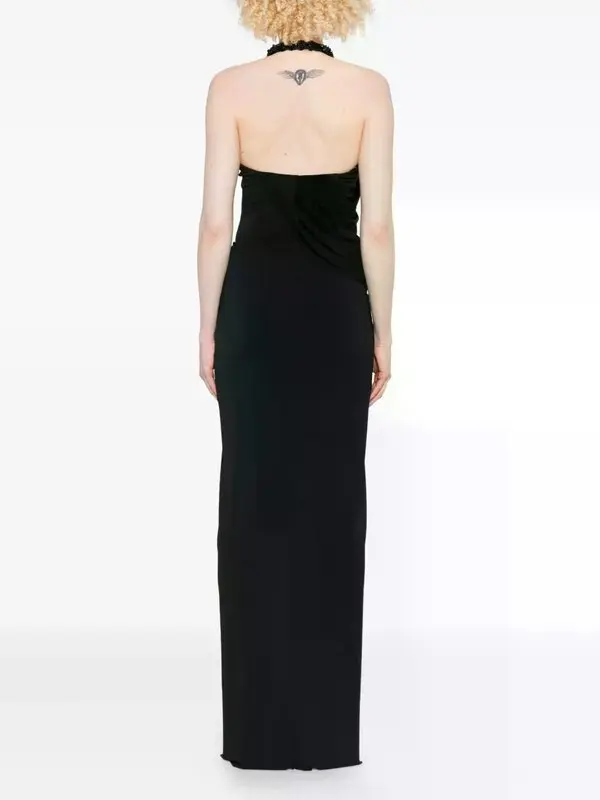 Amen Embellished Halterneck Maxi Dress - Black