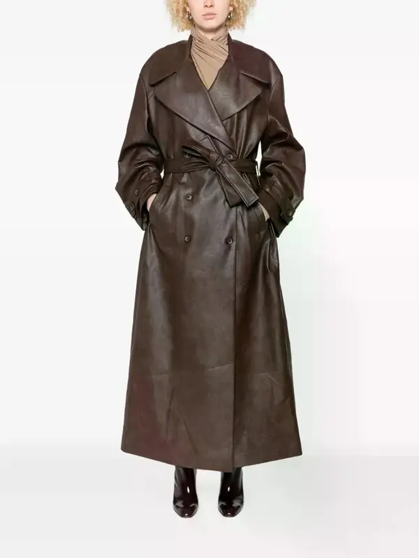 ANIYE BY Belted Double-breasted Leather Coat