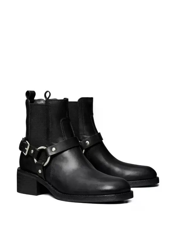 Tory Burch Buckle-strap Ring-detail Ankle Boots - Black