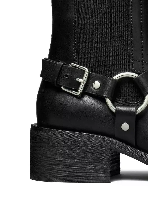 Tory Burch Buckle-strap Ring-detail Ankle Boots - Black