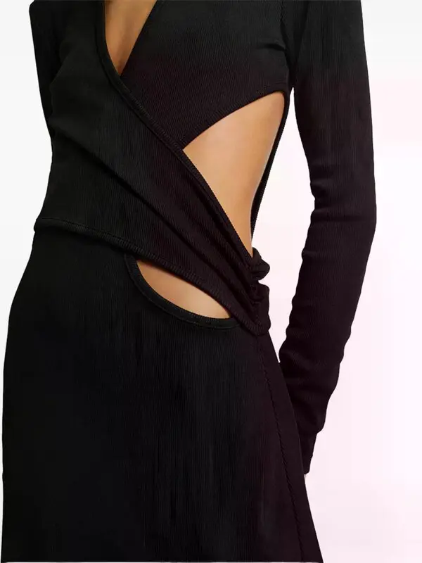 Christopher Esber Fran Cut-Out Ribbed Midi Dress - Black