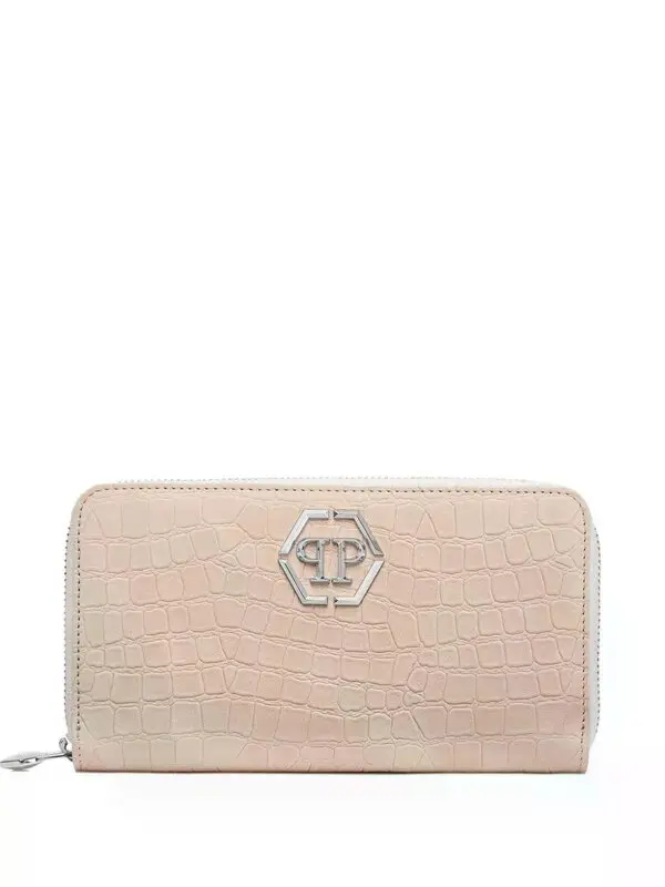Philipp Plein Crocodile-effect Zip-around Wallet - Neutrals