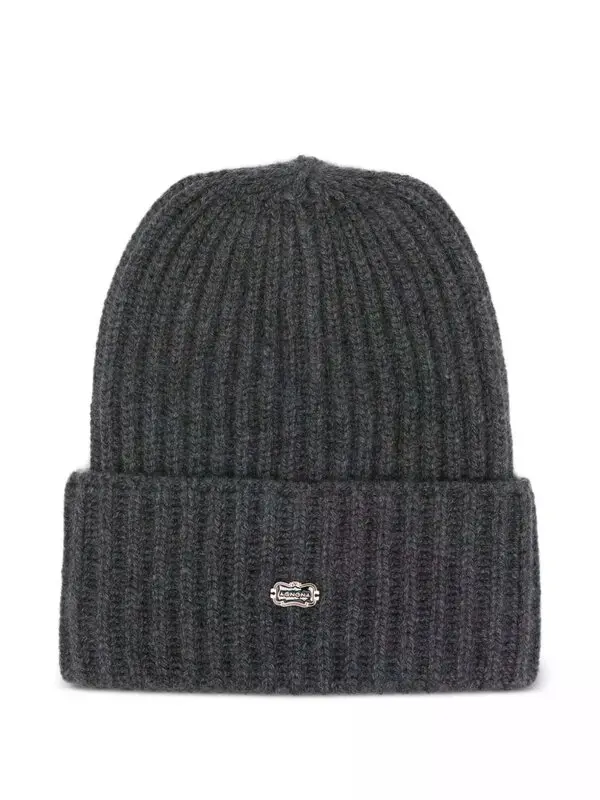 Agnona Logo-plaque Beanie - Grey