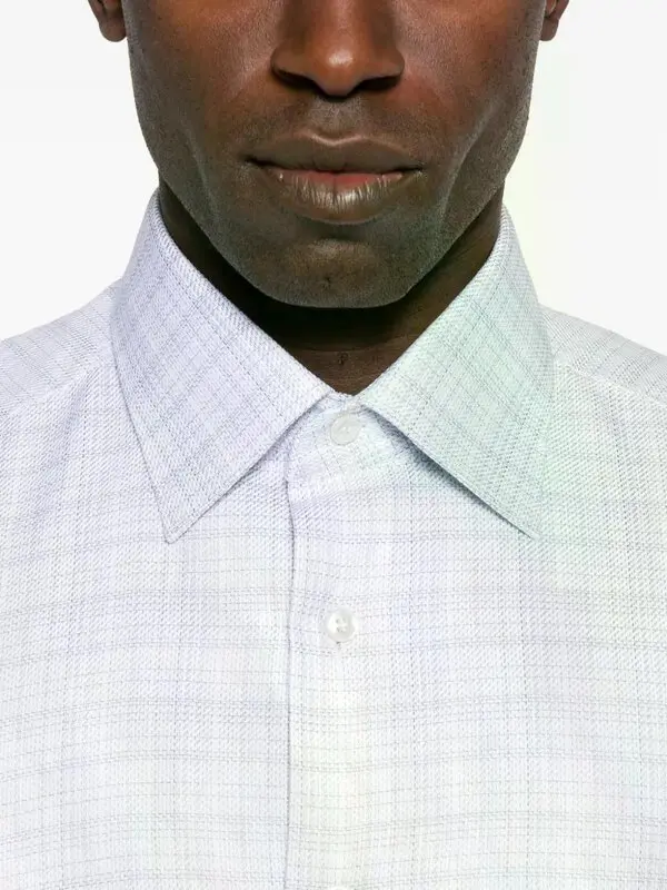 Brioni Checked Long-sleeved Shirt