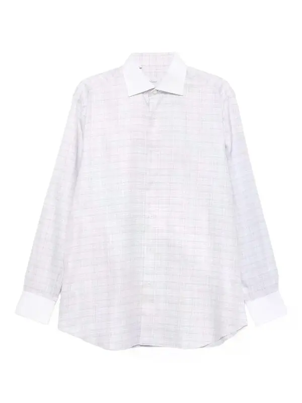 Brioni Checked Contrast-collar Shirt - White