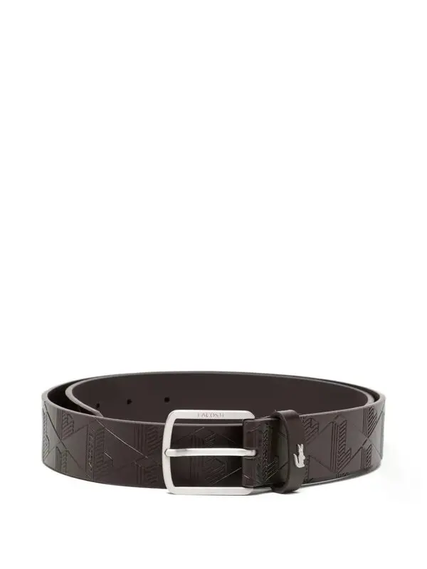 Lacoste Monogram Leather Belt - Brown