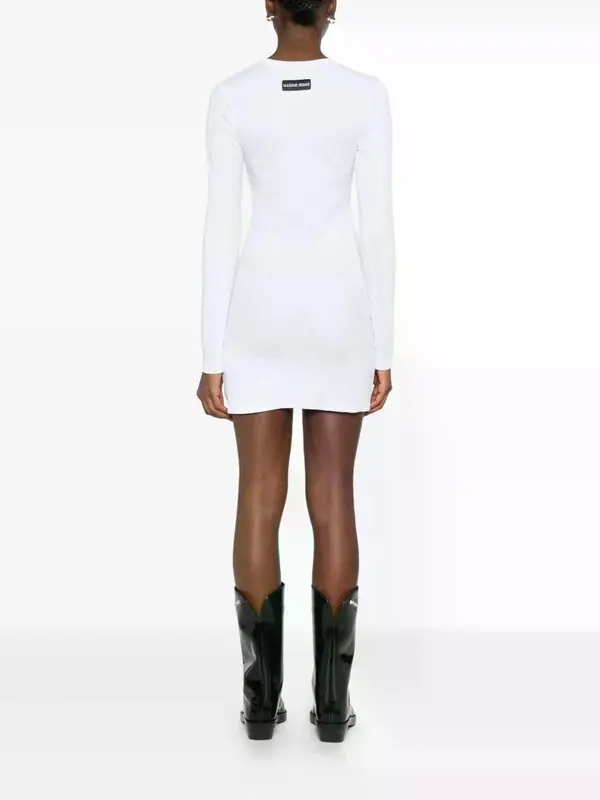 MARINE SERRE Crew-neck Long-sleeve Dress - White
