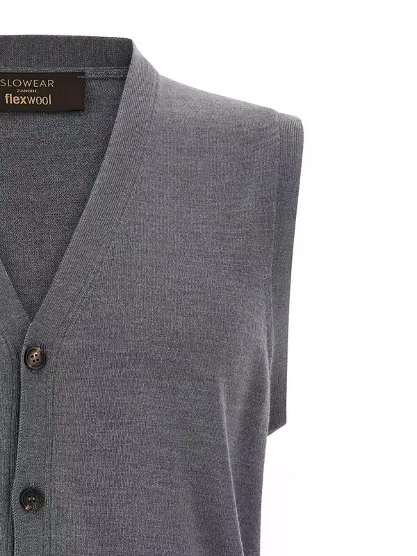 ZANONE V-neck Wool Blend Vest - Grey