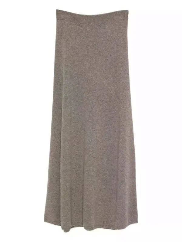 LISA YANG Ribbed-trim A-line Cashmere Skirt - Neutrals