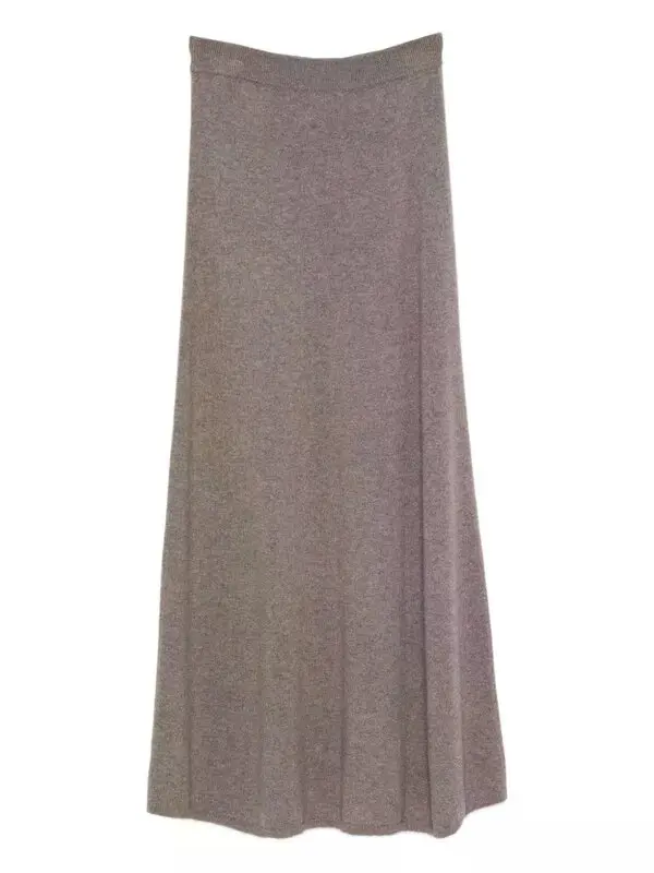 LISA YANG Ribbed-trim A-line Cashmere Skirt - Neutrals