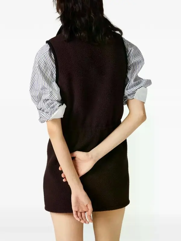 Miu Miu Fleece Dress With Stand Collar - Brown