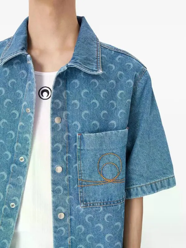 MARINE SERRE Moon-print Denim Shirt