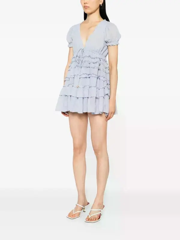 Free People Leaf-Embroidered Dress In Blue - 27% Off | Editorialist