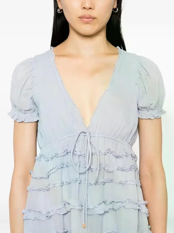 free people blue embroidered dress NWT Free People Dress – BOHO thrift shop main image 1