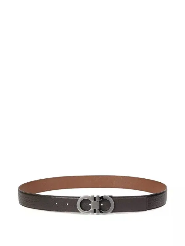 FERRAGAMO Gancini Buckle Leather Belt - Brown