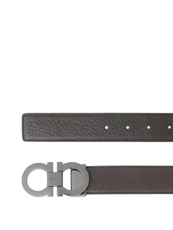 FERRAGAMO Gancini Buckle Leather Belt - Brown