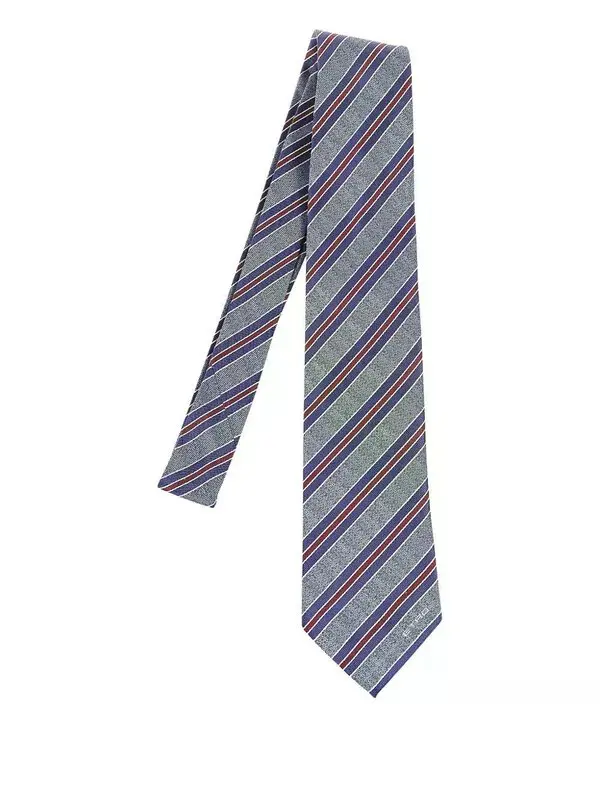 Etro Striped Silk Neck Tie - Blue