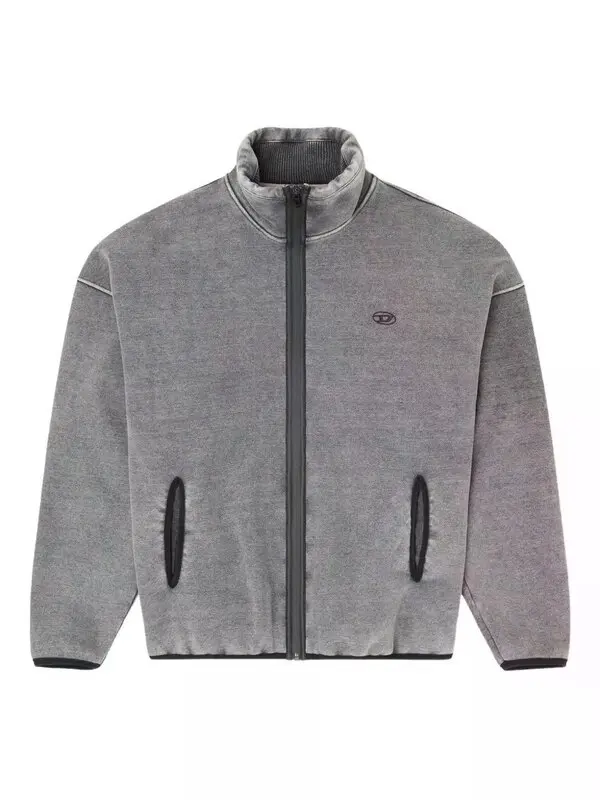 DIESEL® Logo-detail Fleece Zip-up Sweater - Grey