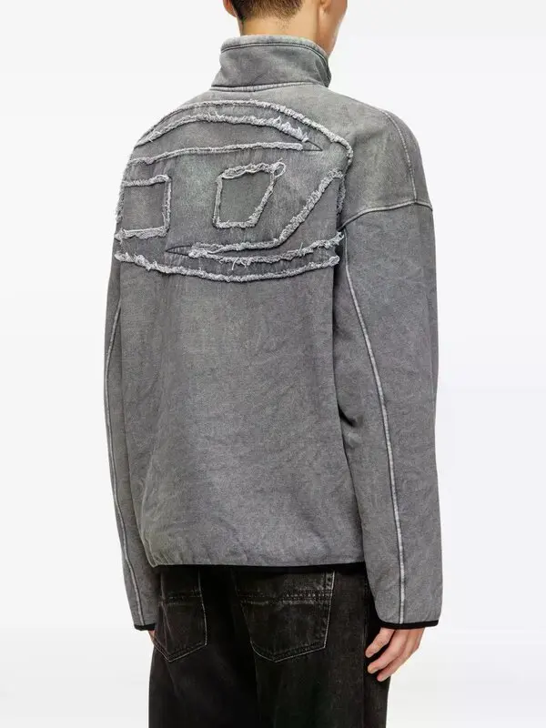 DIESEL® Logo-detail Fleece Zip-up Sweater - Grey