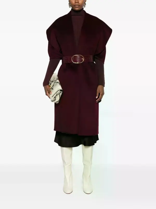 Elisabetta Franchi Belted Wool Cape - Red