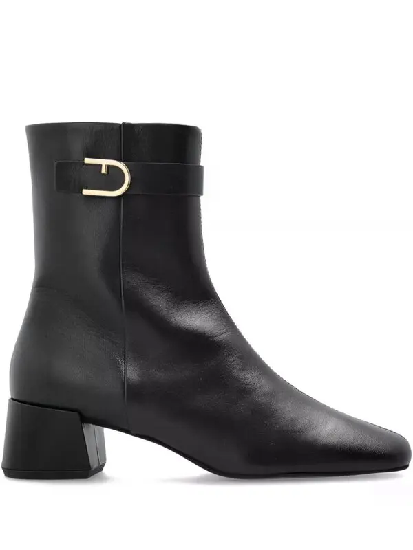 Furla Buckle-Fastening Block-Heel Boots In Black - 29% Off