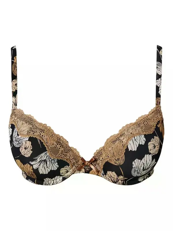 TWINSET Floral-print Push-up Bra - Black