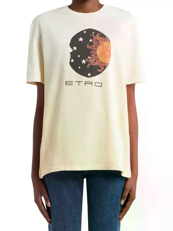 Etro Sun And Moon Print T-shirt - Neutrals