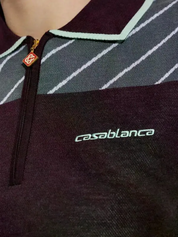Casablanca Striped Polo Dress - Grey