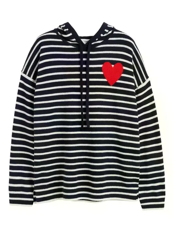 Chinti & Parker Breton Heart Striped Hoodie - Blue