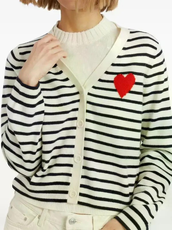 Chinti & Parker Breton Heart Striped Cardigan - Neutrals