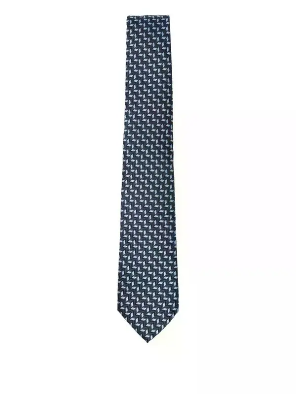 Giorgio Armani Geometric-pattern Silk Tie - Blue